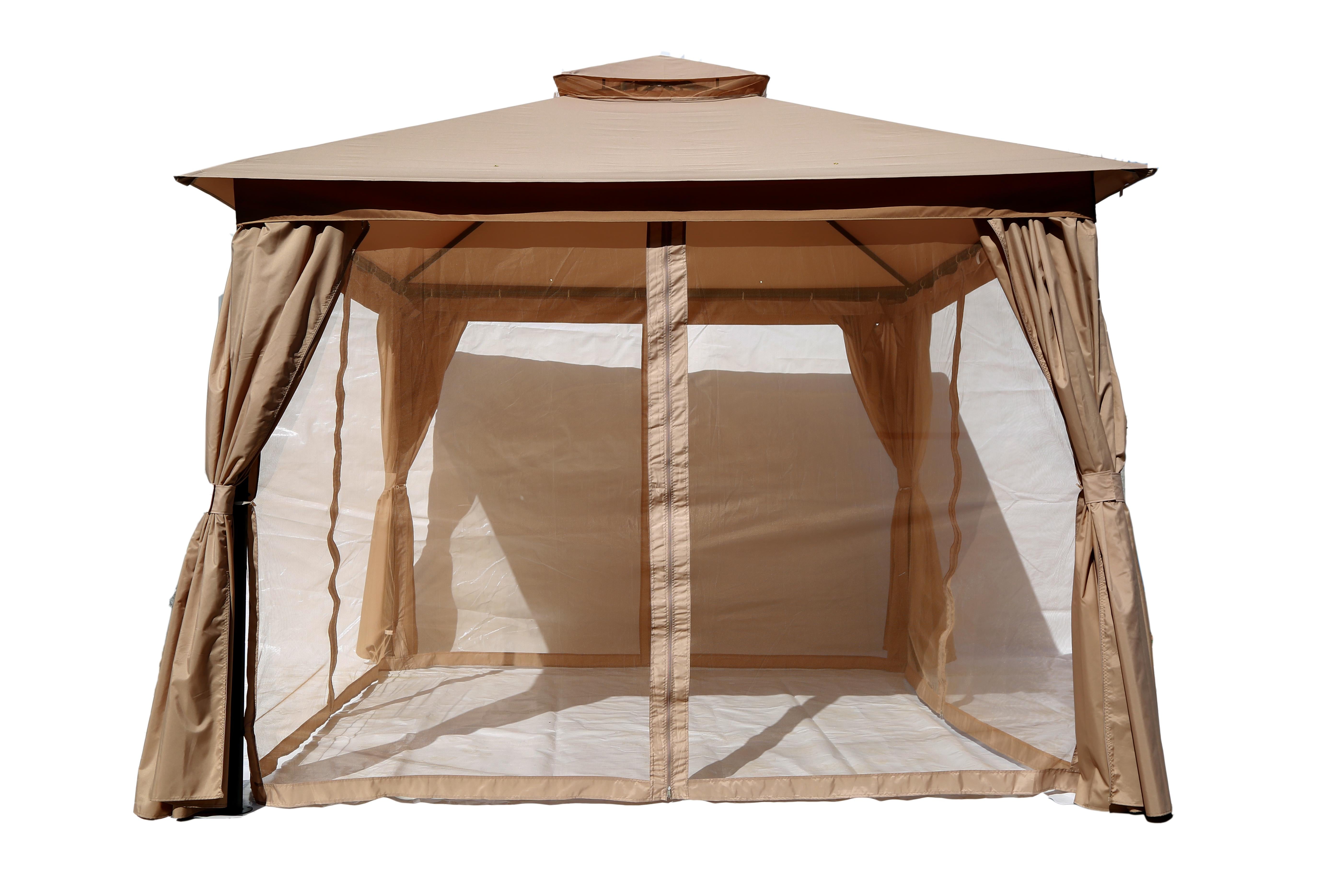 TOI 10x10 ft. Doble top water proof gazebo with curtain and mosquito ...
