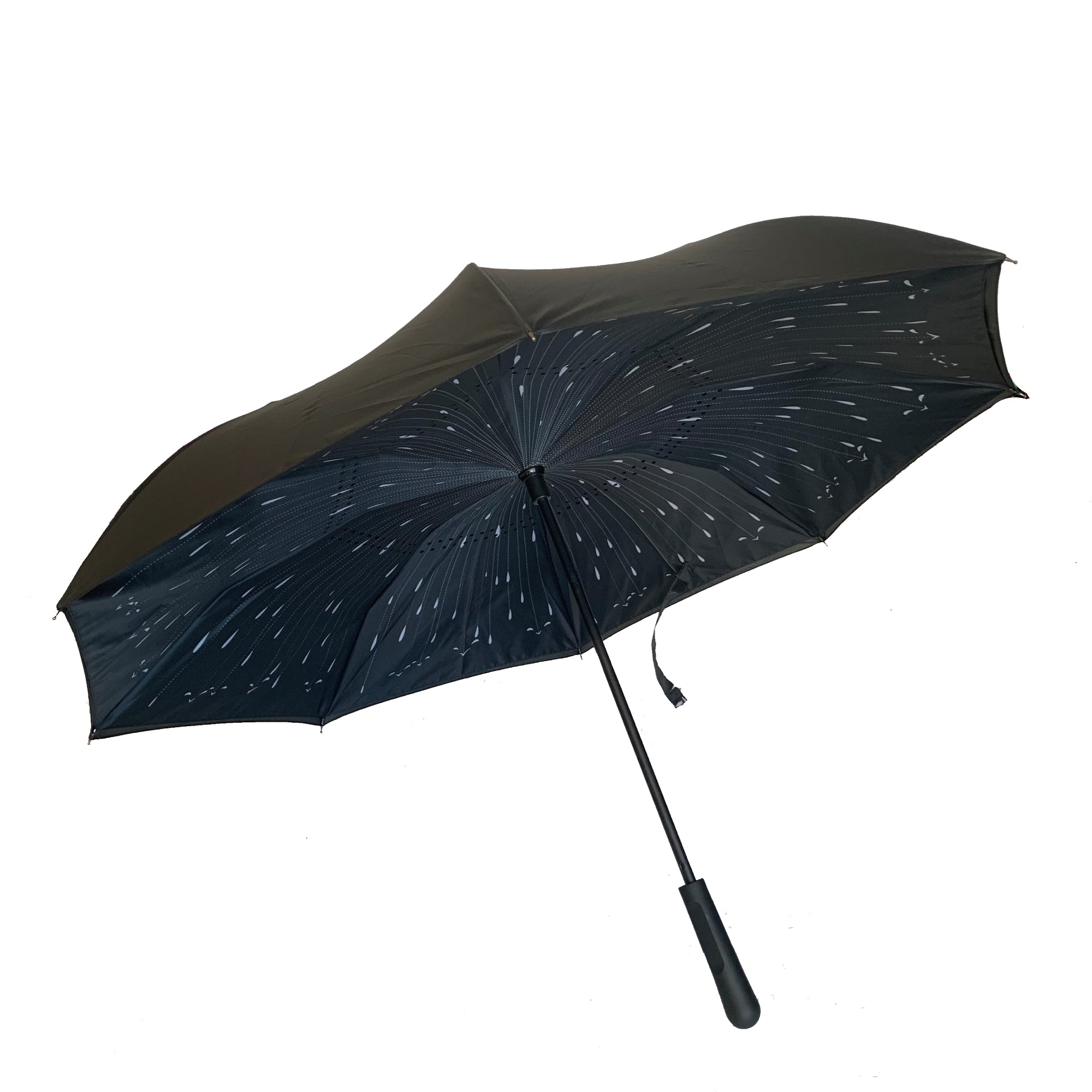 Reverse-close umbrella - Black/Black Drops , Shopping w/ Credit– Curacao