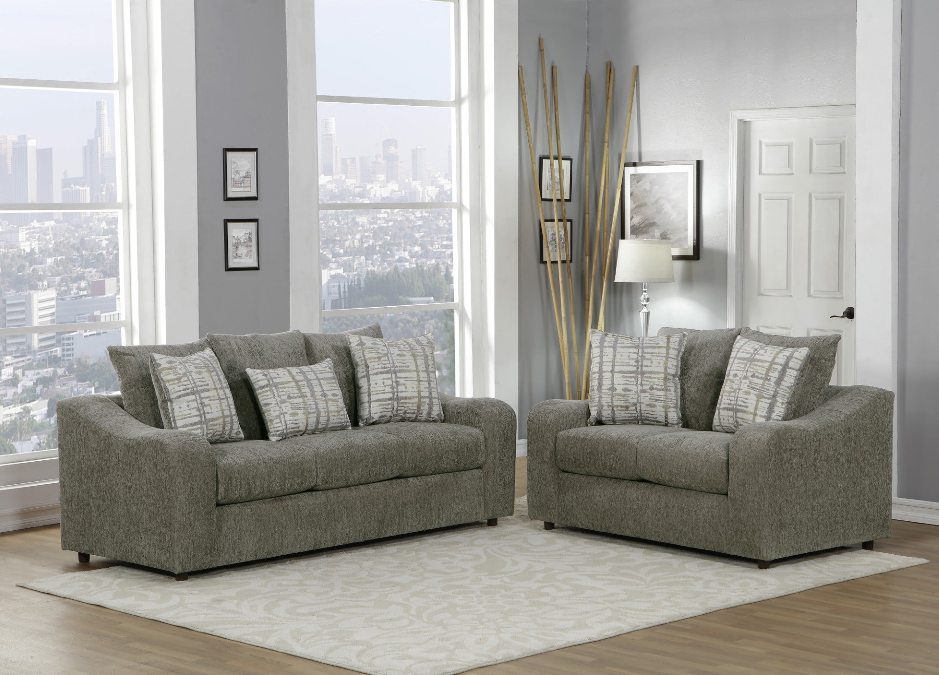 Dalia Sofa and Love Seat set By Best Home - Gray/Green– Curacao