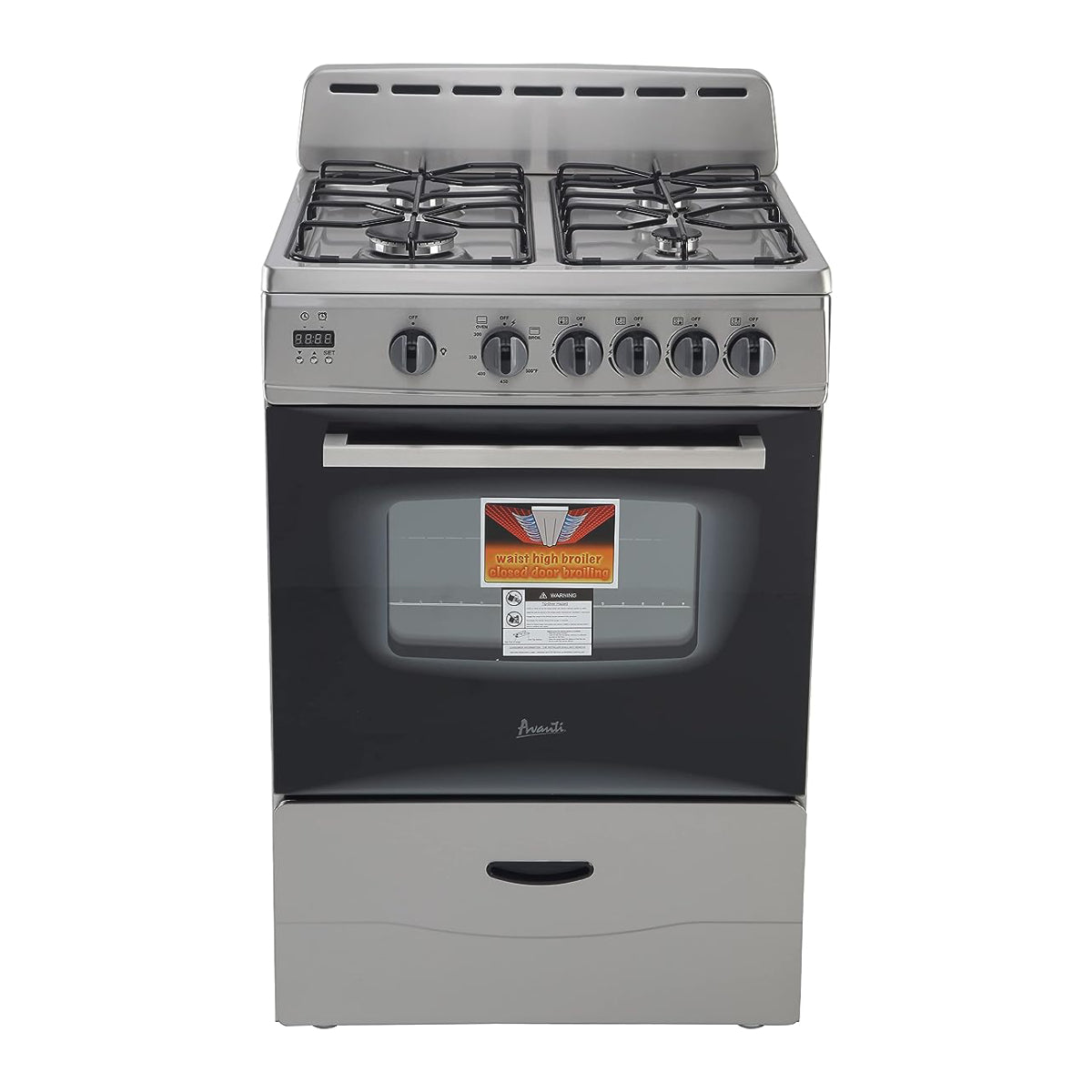 Avanti GR2416CSS 2.6 Cu. Ft. Freestanding Gas Range, Silver– Curacao